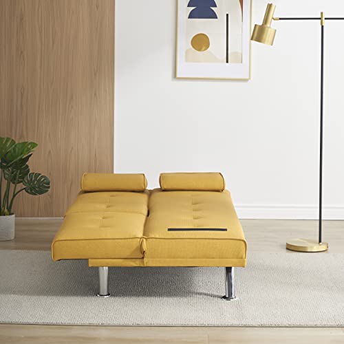 ERYE Oversized Single Sectional Sofa Couch Corduroy Upholstered Modular Sleeper Sofabed,Deep Seat Chaise Daybed with Movable Ottoman and 3 Pillows for Living Room