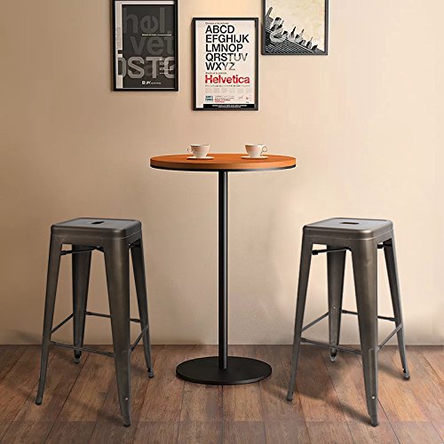 Furmax 30 Inches Metal Bar Stools High Backless Stools Indoor Outdoor Stackable Kitchen Stools Set of 4 (Gun)
