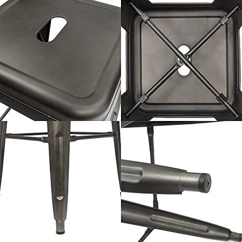 Furmax 30 Inches Metal Bar Stools High Backless Stools Indoor Outdoor Stackable Kitchen Stools Set of 4 (Gun)