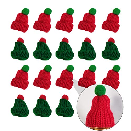 BESTOYARD 20pcs Mini Beanie Tiny Knit Hats for Crafts Handmade Mini Hat Tree Ornaments Miniature Knitted Hats Cute Doll Hat Small Santa Hats Decor Bottle Knitting Wool Cell Phone