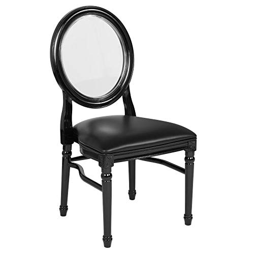 Flash Furniture 2 Pk. HERCULES Series 900 lb. Capacity King Louis Chair with Transparent Back, Black Vinyl Seat and Black Frame