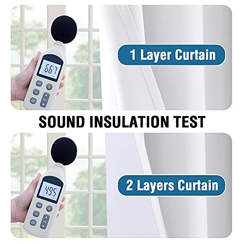 H.VERSAILTEX White Blackout Curtains 84 Inches Long (2 Layers) Light Blocking Lined Window Curtain Draperies for Bedroom Thermal Insulated Soft Thick Silky Grommet 2 Panels, White with White Liner
