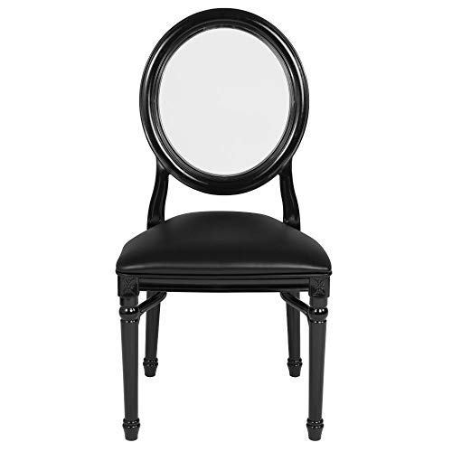 Flash Furniture 2 Pk. HERCULES Series 900 lb. Capacity King Louis Chair with Transparent Back, Black Vinyl Seat and Black Frame