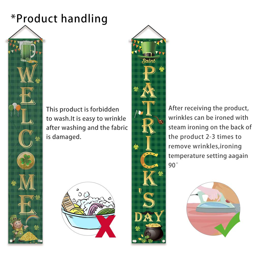 St. Patrick's Day Shamrock Porch Sign, Hanging Welcome Banner, St. Patrick's Day Decorations Outdoor Indoor, Home Party Hanging and Wall Decoration