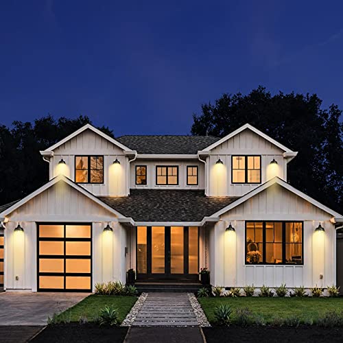 CINOTON Dusk to Dawn Outdoor Wall Sconces, Matte Black Outdoor Farmhouse Barn Light, IP65 Waterproof Porch Light Wall Mount, Anti-Rust Exterior Wall Lighting Fixture for House, Entryway, Garage 2-Pack