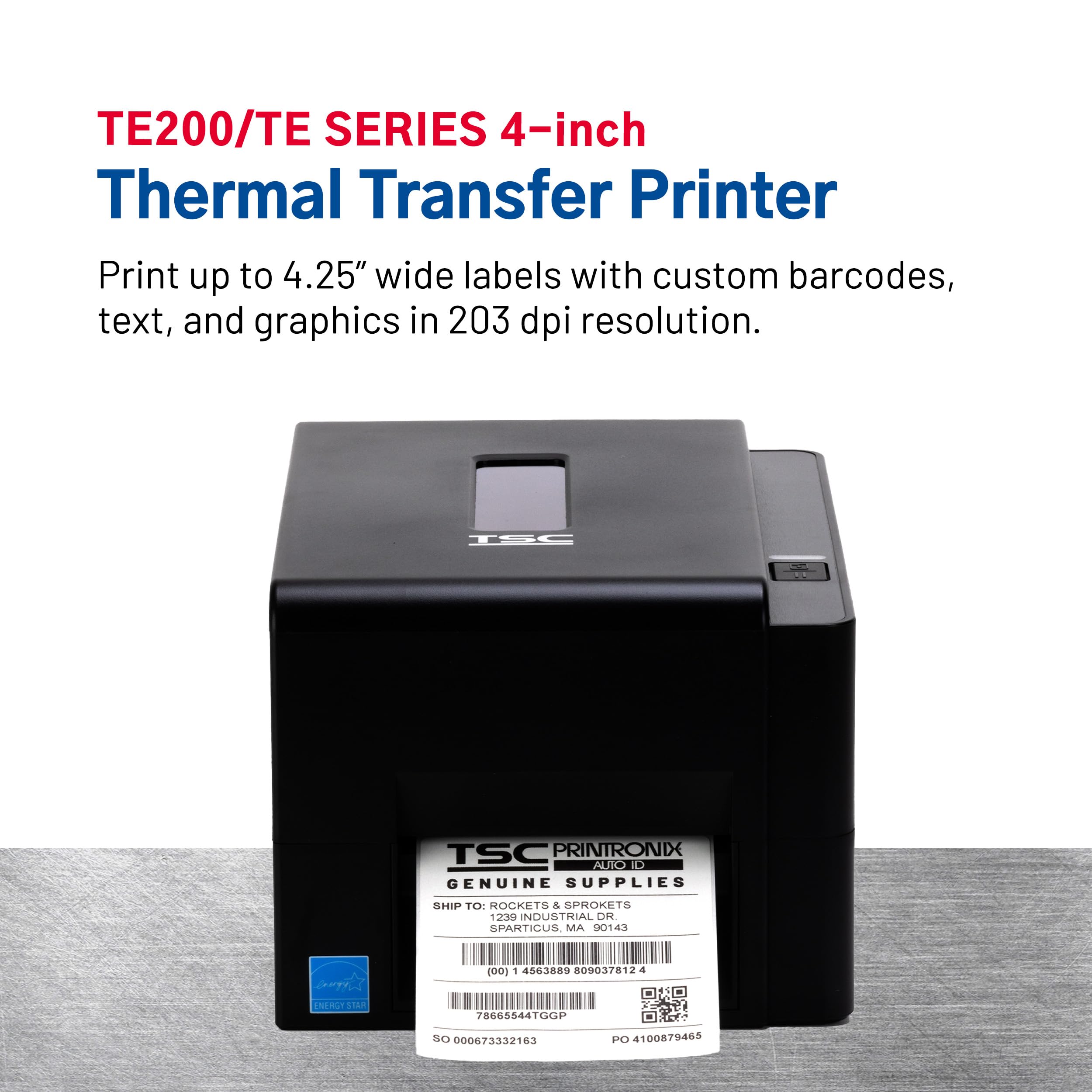 TSC - B01MUHDV6B TE200 Desktop Direct Thermal Barcode Printer - 4.25", 203 dpi