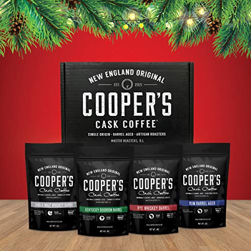 Bourbon Barrel Aged Coffee Whole Bean Set, Single Origin Sumatra Whiskey, Ethiopian Rye, Rwanda Rum Roasted Coffee Beans (Whole Bean)