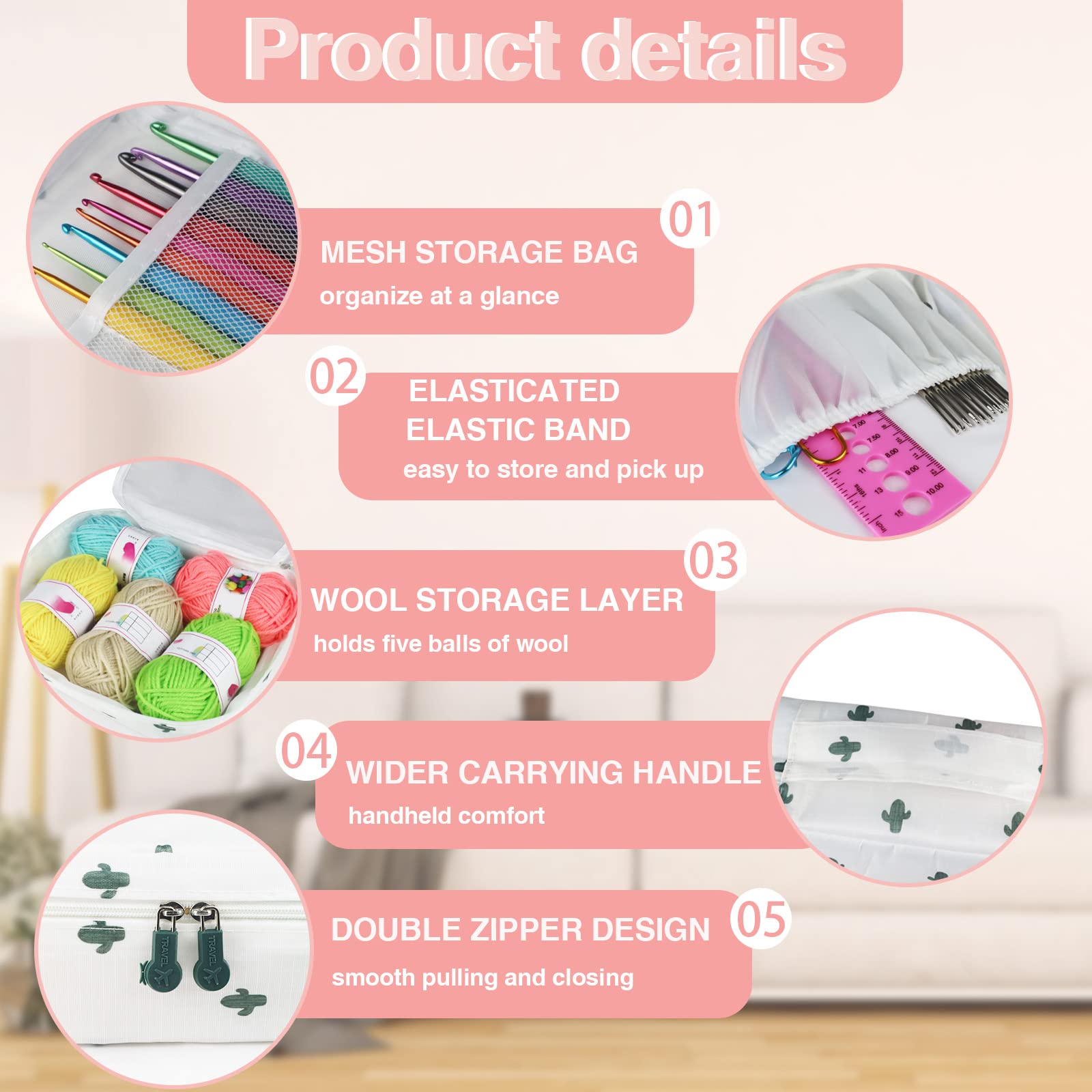 58 Pcs Crochet Set Kit, Crochet Kit for Beginners Adults, Travel Crochet Hook Case, Including Different Crochet Hooks and 5 Color Yarn Balls, Knitting Kit Crocheting Kit, Knitting and Crochet Supplies