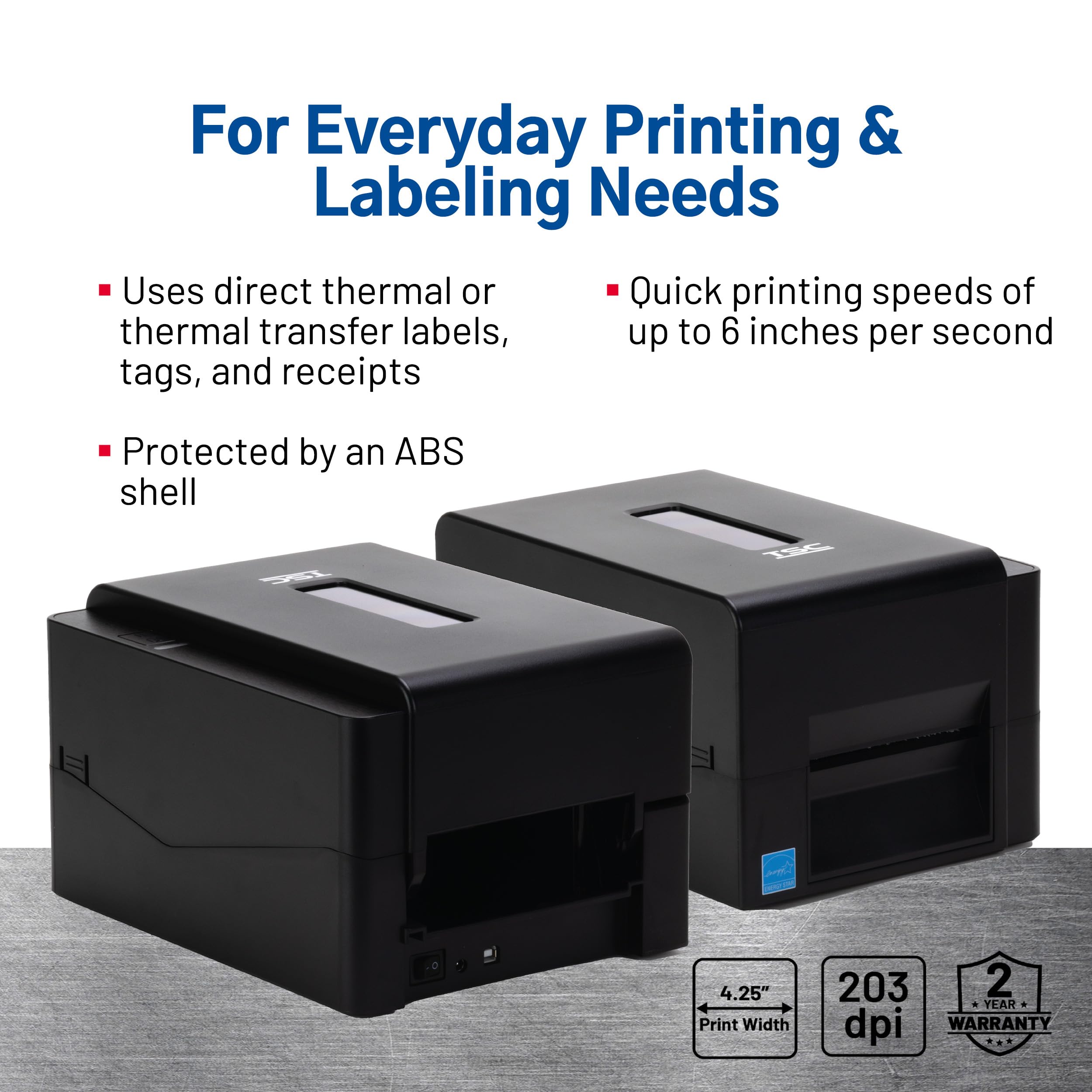 TSC - B01MUHDV6B TE200 Desktop Direct Thermal Barcode Printer - 4.25", 203 dpi