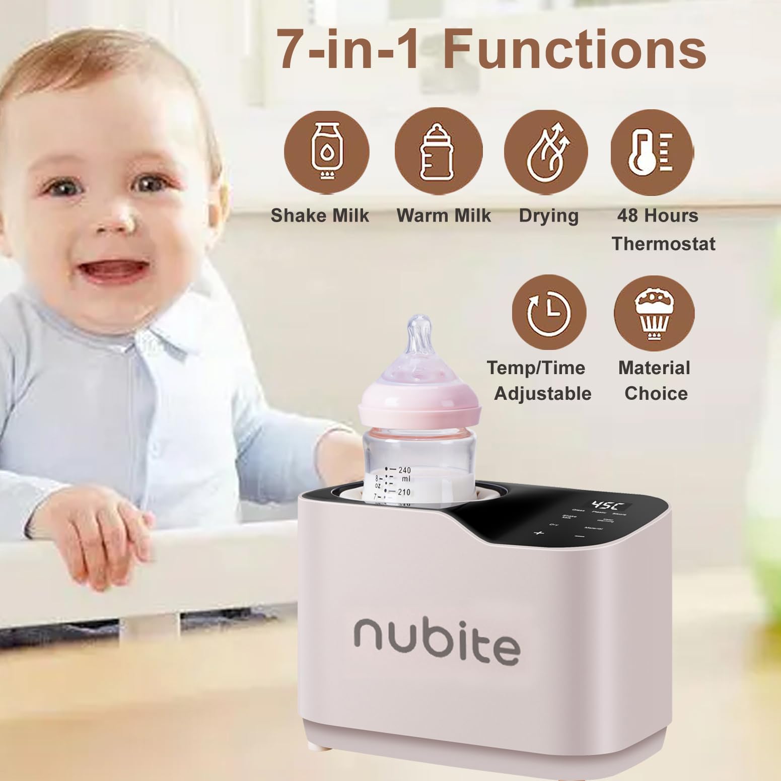 Waterless Baby Bottle Shaker, Baby Milk Warmer Portable 48H Constant Keep Warming for Breastmilk or Formula, Rotary Electric Feeding Mixer Powder, Baby Bottle Dryer with Accurate Temperature Control