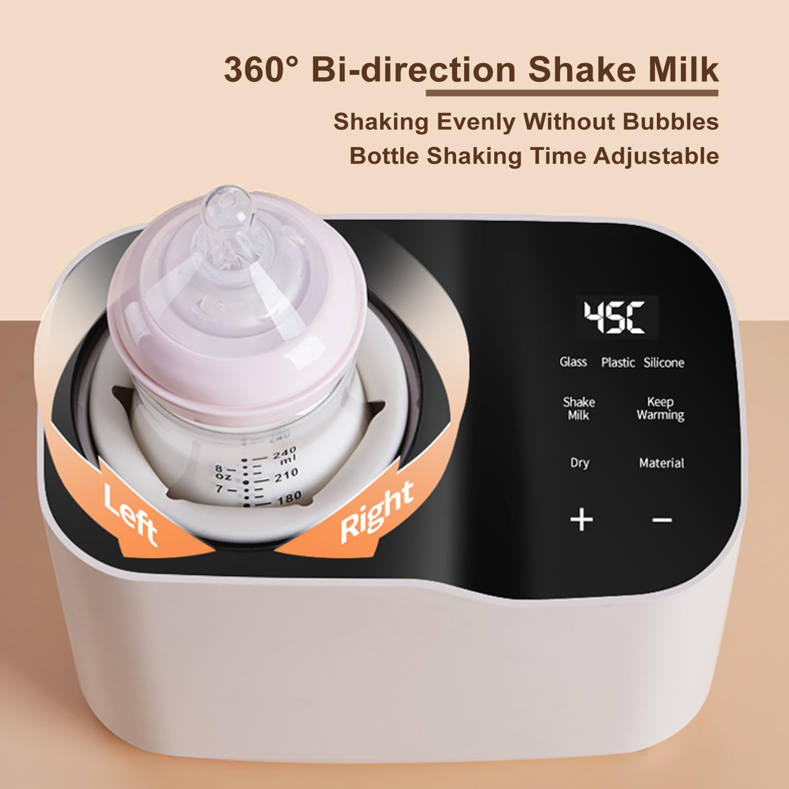 Waterless Baby Bottle Shaker, Baby Milk Warmer Portable 48H Constant Keep Warming for Breastmilk or Formula, Rotary Electric Feeding Mixer Powder, Baby Bottle Dryer with Accurate Temperature Control