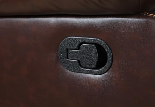EZLUX 83.5" Leather Sofa 3 Seat, Manual Upholstered Reclining with Cup Holders for Living Room Furniture Home Theater Apartment, Brown