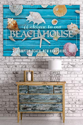 Hampton Beach, New Hampshire, Welcome to Our Beach House, Seashells (36x54 Giclee Gallery Art Print, Vivid Textured Wall Decor)