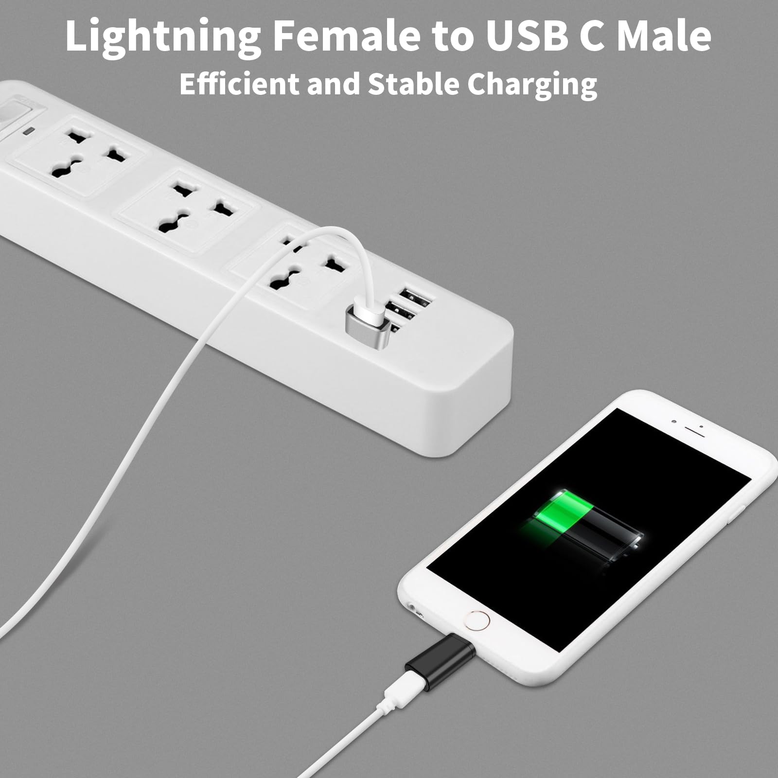 ACMEMATION for Lightning Female to USB C Male Adapter - 3 Pack 3.0 USB Type C Charger Connector Compatible with iPhone 15/15 Pro/15 Pro Max/15 Plus iPad Air Google Pixel Charging Data Transmission