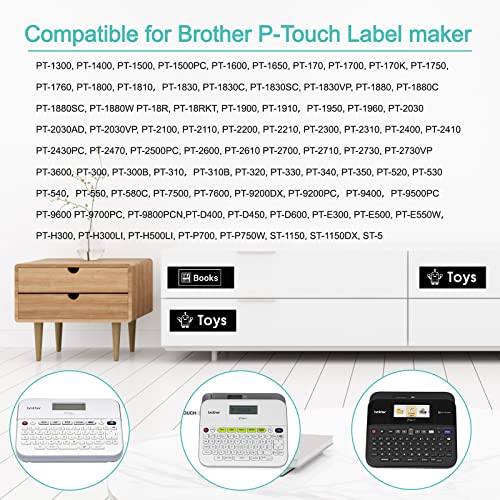 NineLeaf 3 Pack Compatible for Brother TZe-345 TZe345 TZ-345 TZ345 Label Tape 18mm 3/4'' 0.7'' White on Black Standard Laminated Labeling Work with P-Touch PT-H300 PT-D400VP PT-E500 PT-300 Label Maker