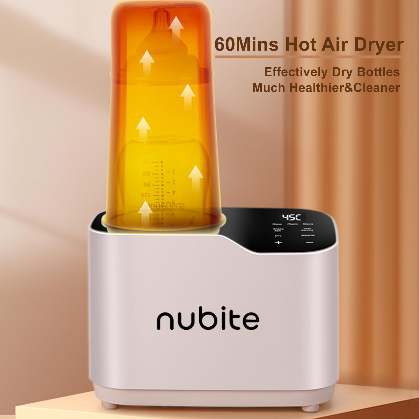 Waterless Baby Bottle Shaker, Baby Milk Warmer Portable 48H Constant Keep Warming for Breastmilk or Formula, Rotary Electric Feeding Mixer Powder, Baby Bottle Dryer with Accurate Temperature Control