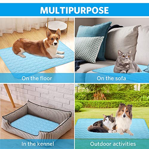 Dog Self Cooling Mat Pet,Breathable Summer Cooling Pads,WashableIce Silk Sleep Mat,Pet Cooling Blanket Sleeping Kennel Mat Pad Non-Toxic Sleep Bed Mat for Large Dogs Cats Animal Chilly Pad