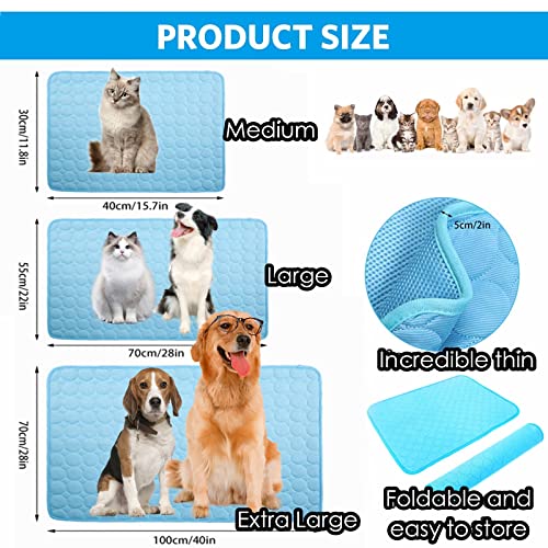 Dog Self Cooling Mat Pet,Breathable Summer Cooling Pads,WashableIce Silk Sleep Mat,Pet Cooling Blanket Sleeping Kennel Mat Pad Non-Toxic Sleep Bed Mat for Large Dogs Cats Animal Chilly Pad