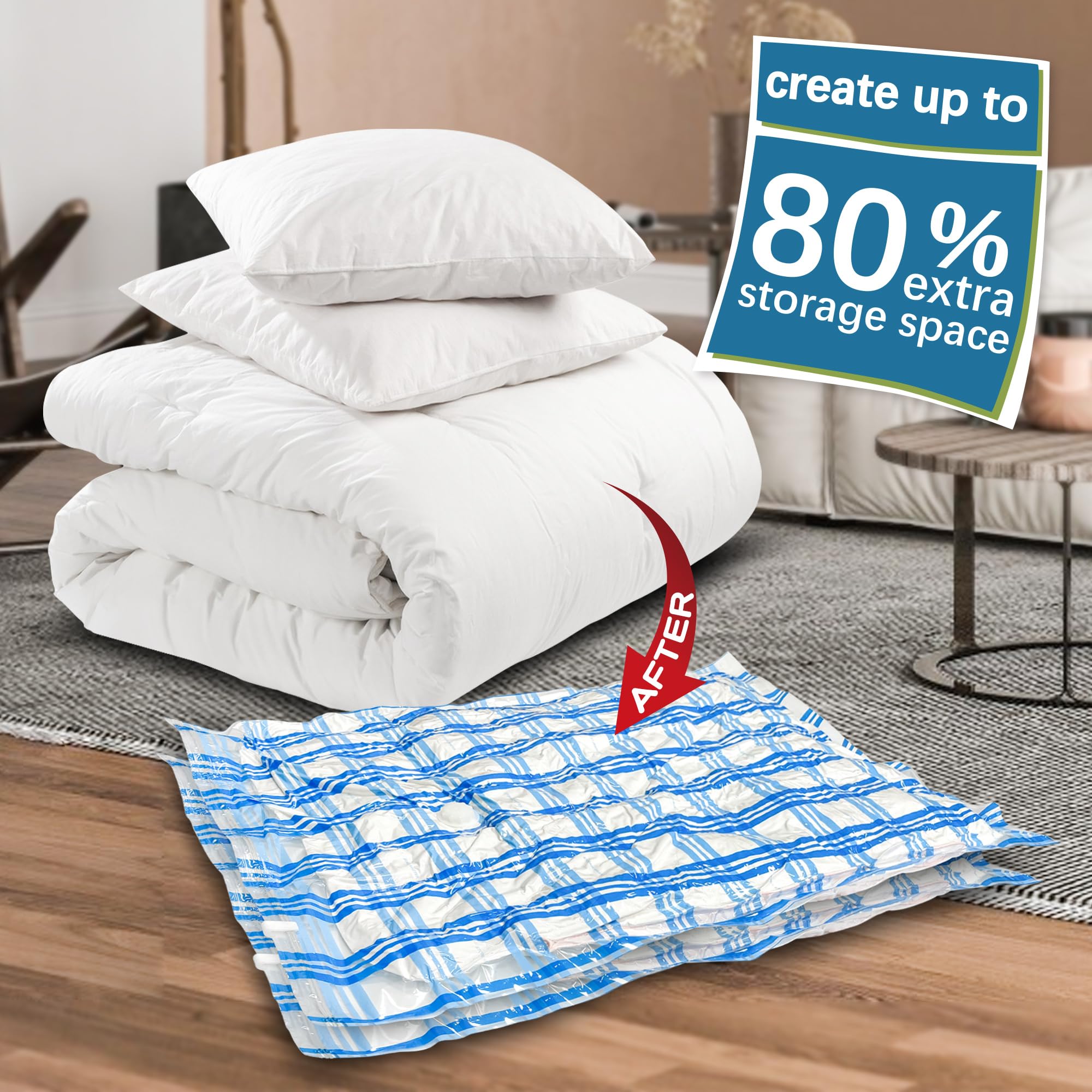 Vacuum Storage Bags, 8 Jumbo Space Saver Vacuum Seal Storage Bags for Clothes, Clothing, Comforters and Blankets (8 Jumbo)