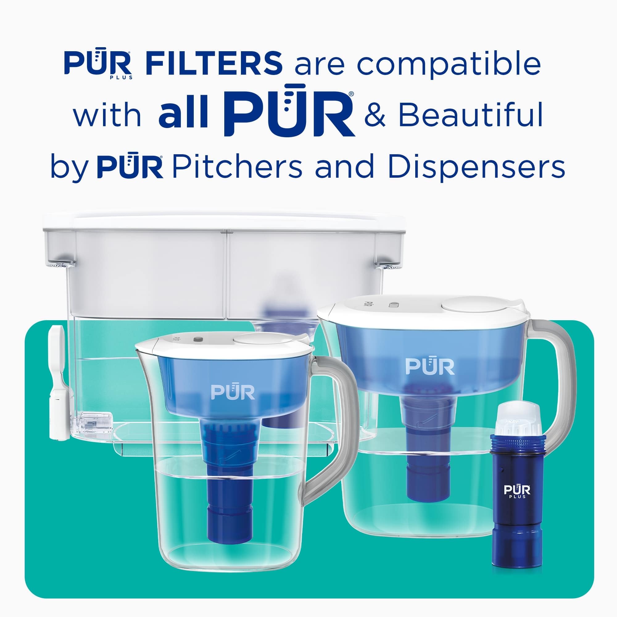 PUR PLUS Water Pitcher Replacement Filter with Lead Reduction (3 Pack), Blue – Compatible with all PUR Pitcher and Dispenser Filtration Systems