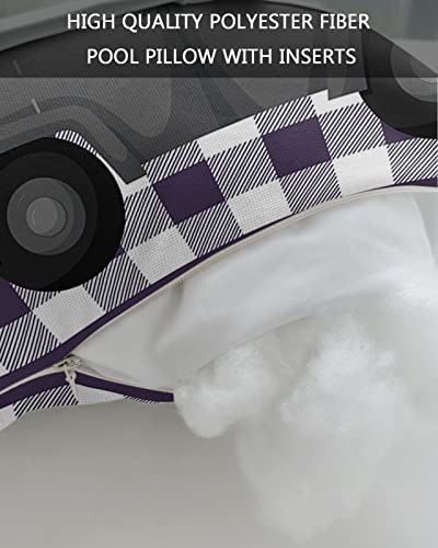 Recliner Head Pillow Ledge Loungers Chair Pillows with Insert Funny Pumpkin Black Truck Purple Plaid Lumbar Pillow with Adjustable Strap Outdoor Waterproof Patio Pillows for Beach Pool Chair, 2 PCS