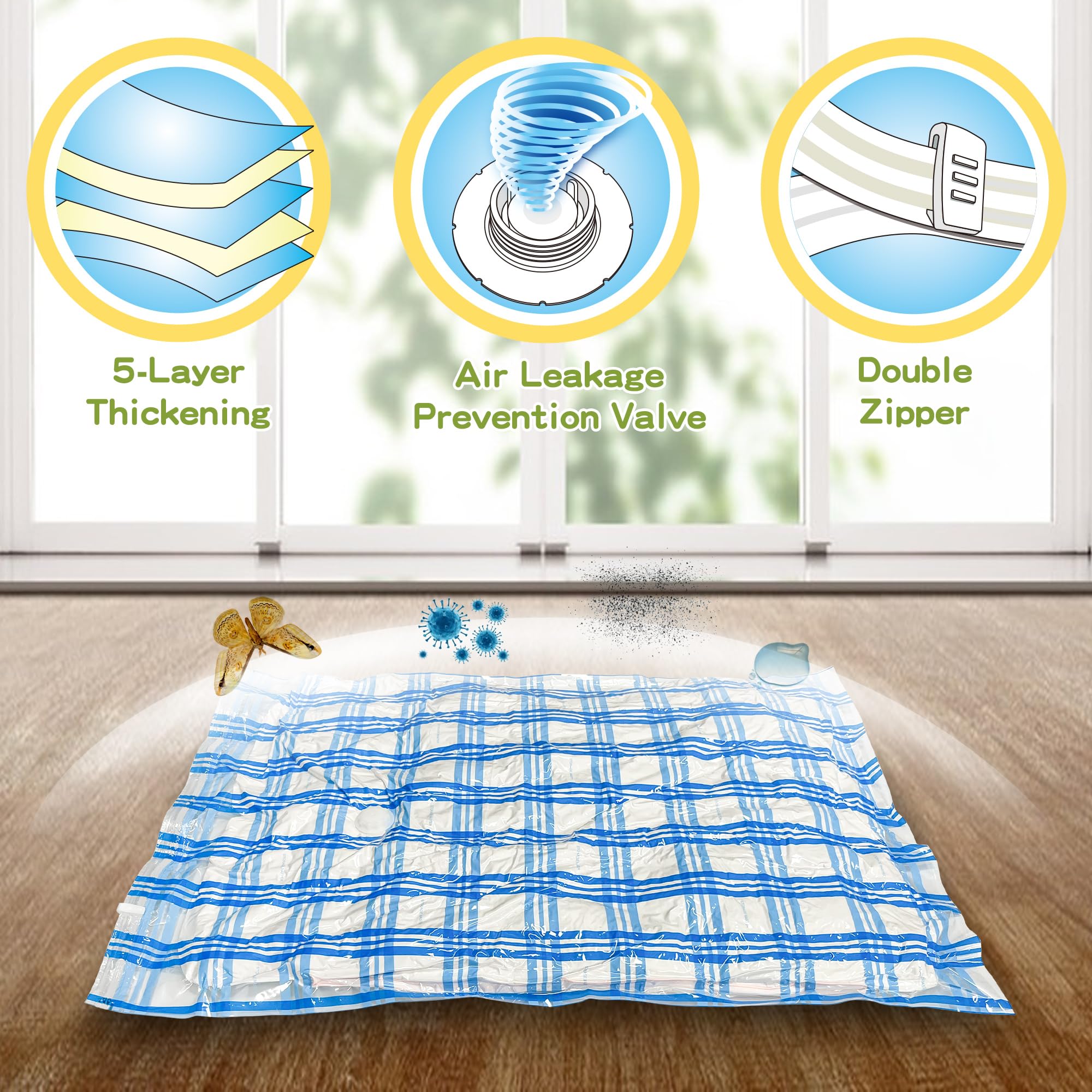 Vacuum Storage Bags, 8 Jumbo Space Saver Vacuum Seal Storage Bags for Clothes, Clothing, Comforters and Blankets (8 Jumbo)