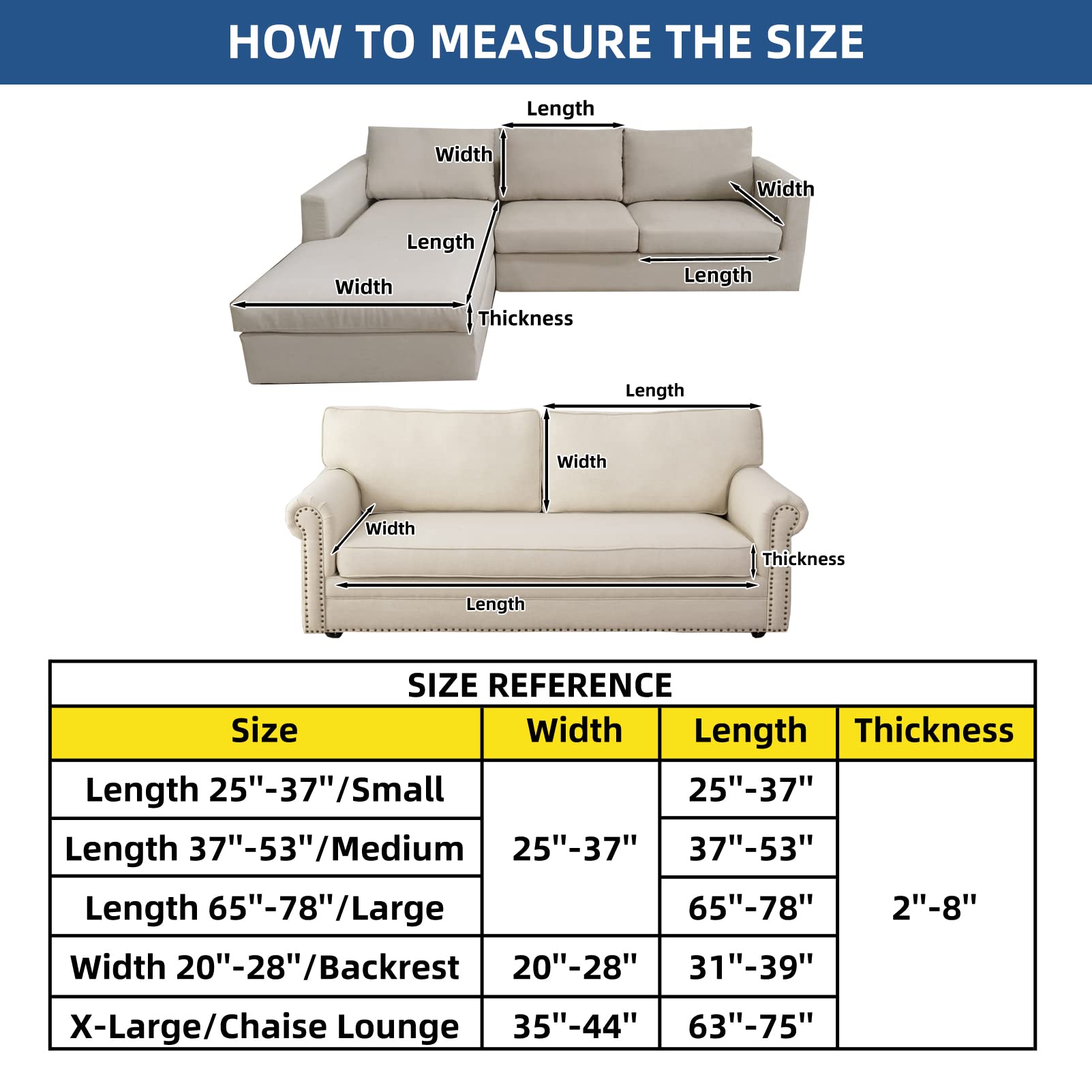 Eismodra Couch Covers for 2 Cushion Couch Sofa Stretch Sectional Couch Cover for Dogs Pet L Shaped Sofa Slipcovers 3 Cushion Seat Leather Furniture Protector,Gray Length 37-53 inches (Only 1 Piece)