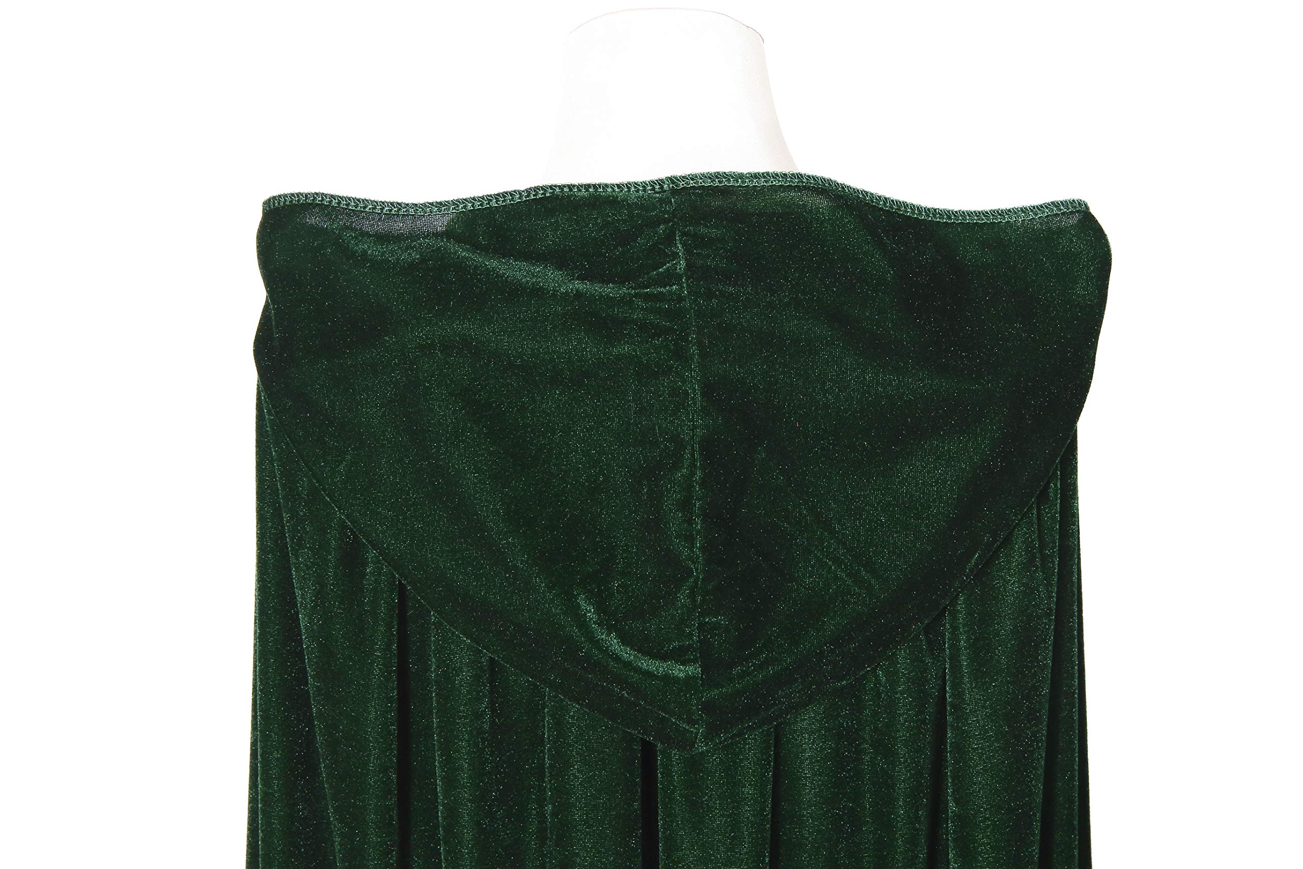 BIGXIAN Long Hooded Cloak Velvet Cape Witch Costume Halloween Costumes for Women Men (Dark Green, Large)