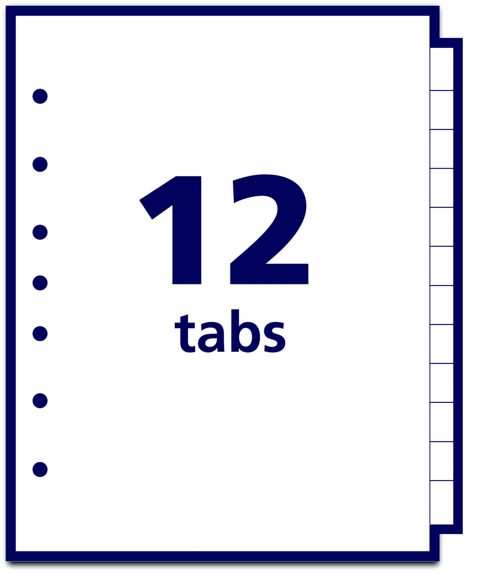 Avery 11313 Preprinted Tab Dividers, 12-Tab, 8 1/2 x 5 1/2