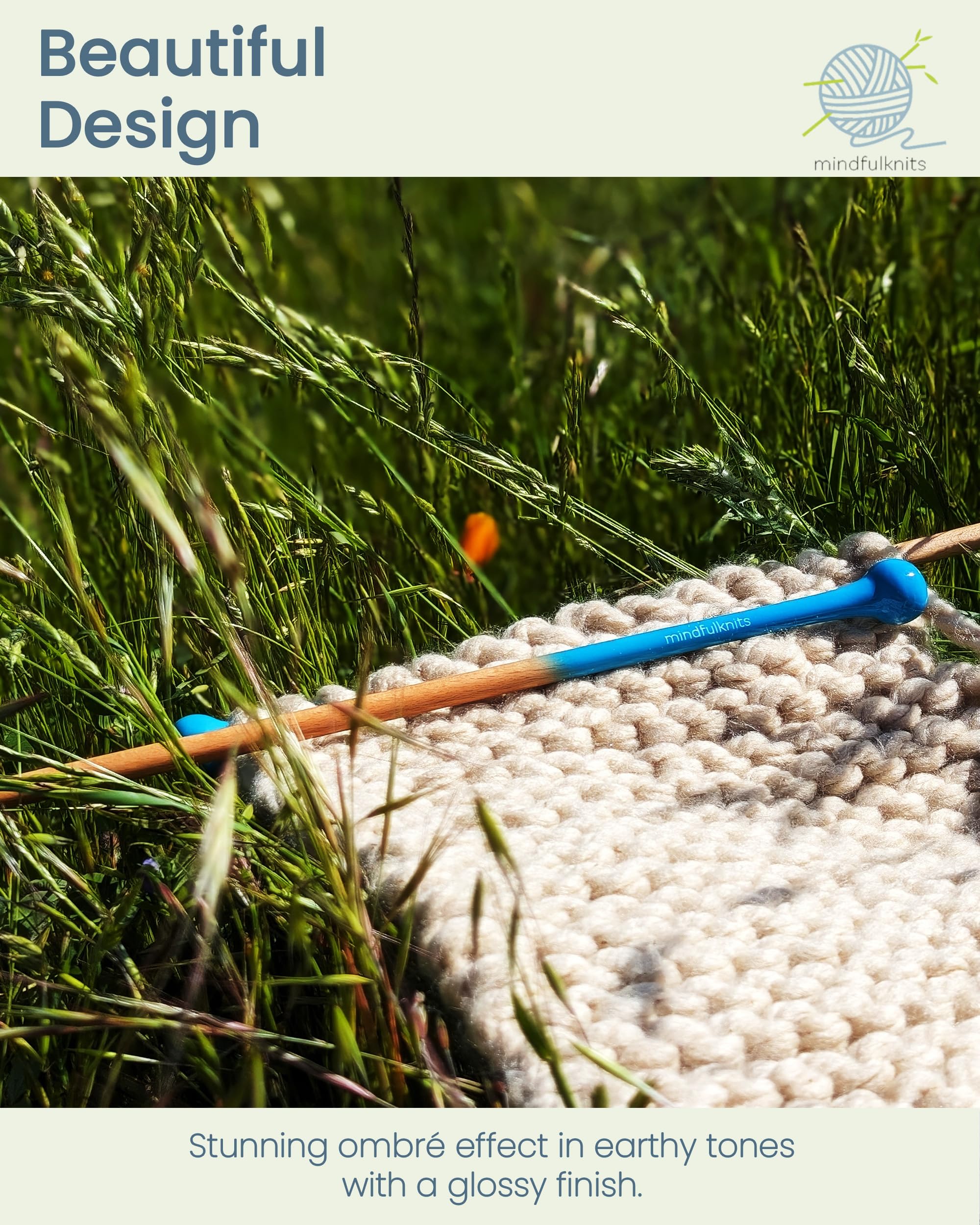 mindfulknits Premium Straight Single Pointed Beech Wood Knitting Needles – Size US 13, 9mm – 35cm Length – Knitting Supplies for Relaxation & Stress Relief (US 13, 9mm)