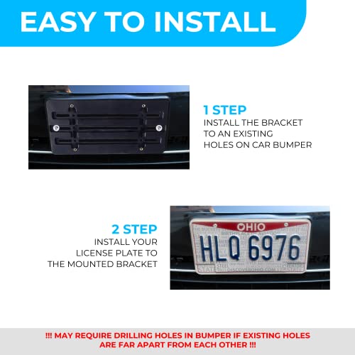 Front Bumper License Plate Bracket for BMW 2000-2023, Plate Holder Set w 6 Unique Screw Bolts & Wrench Kit, License Tag Mounting Kit, Quality Plate Holders, Premium Car & Truck Accessories