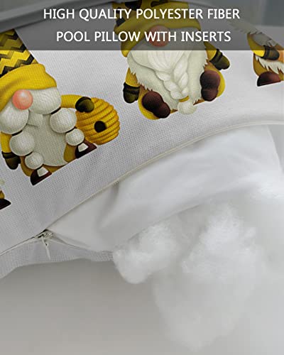 Recliner Head Pillow Ledge Loungers Chair Pillows with Insert Spring Lovely Gnome White Daisy Pattern Lumbar Pillow with Adjustable Strap Outdoor Waterproof Patio Pillows for Beach Pool, 2 PCS