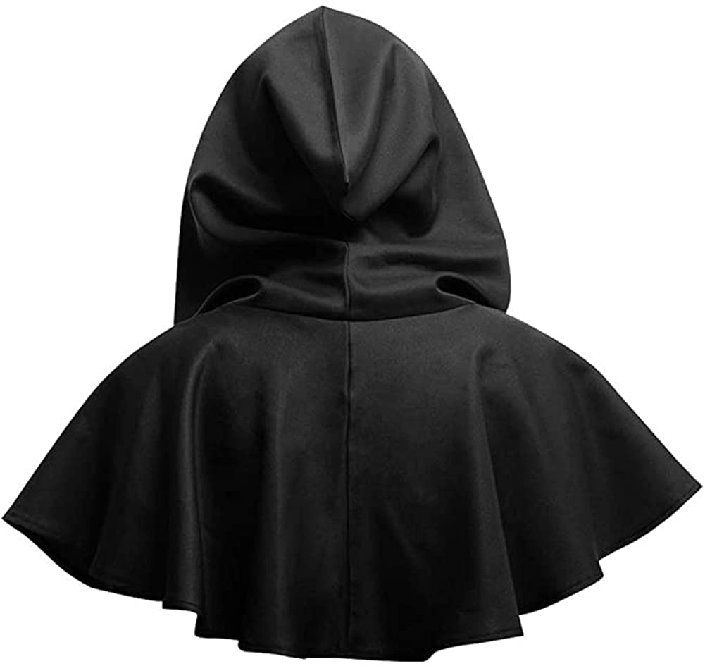 HAXICO Halloween Grim Cowl Cloak Medieval Wicca Pagan Hood Hat Cosplay Costumes Hooded Poncho for Men Women Black