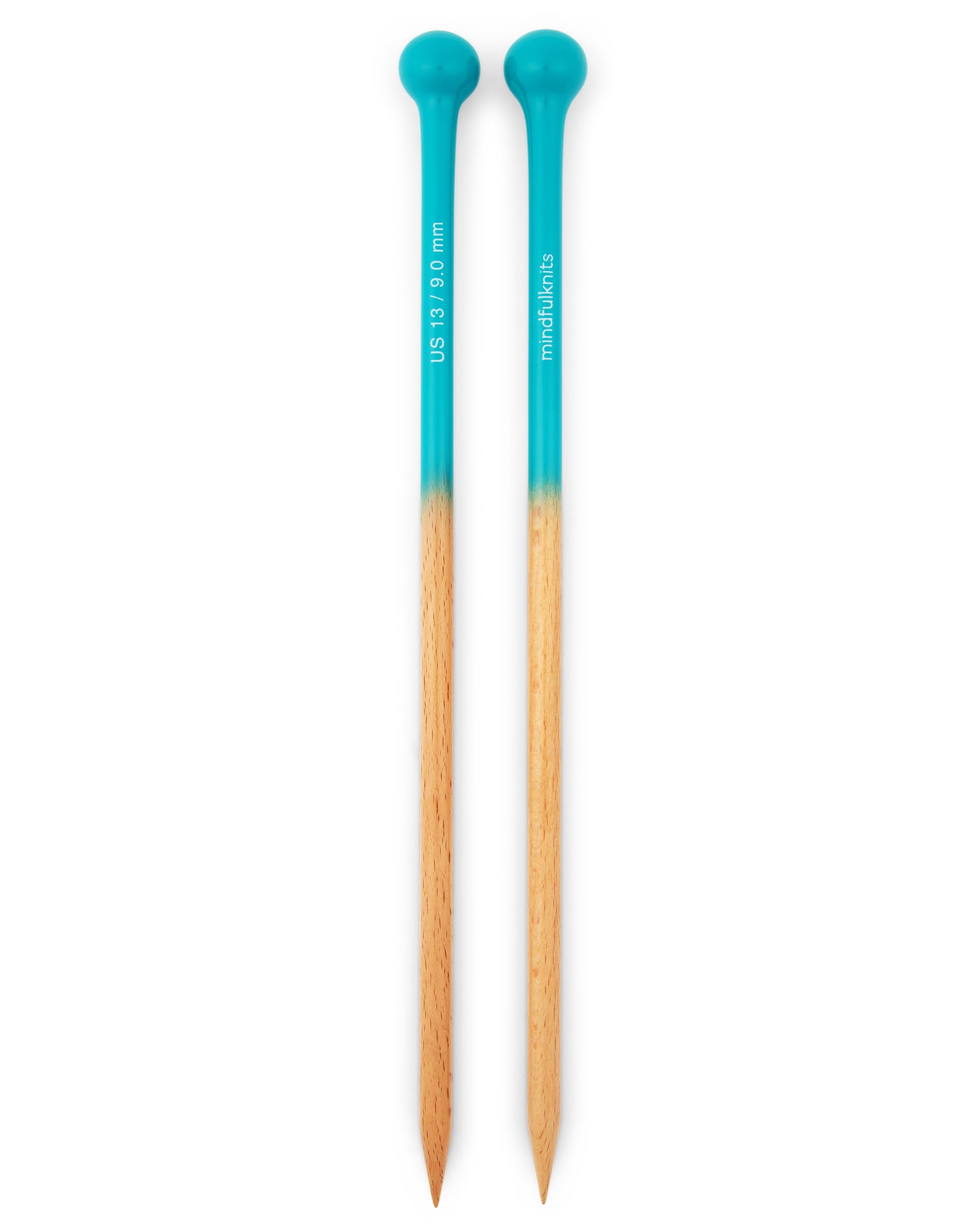 mindfulknits Premium Straight Single Pointed Beech Wood Knitting Needles – Size US 13, 9mm – 35cm Length – Knitting Supplies for Relaxation & Stress Relief (US 13, 9mm)