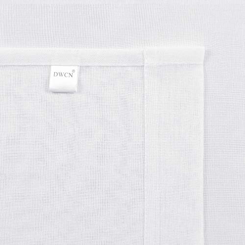 DWCN White Sheer Curtains Linen Look Semi Transparent Voile Grommet Curtains for Living Dining Room Drapes 52 x 84 Inch Long, Set of 2 Panels