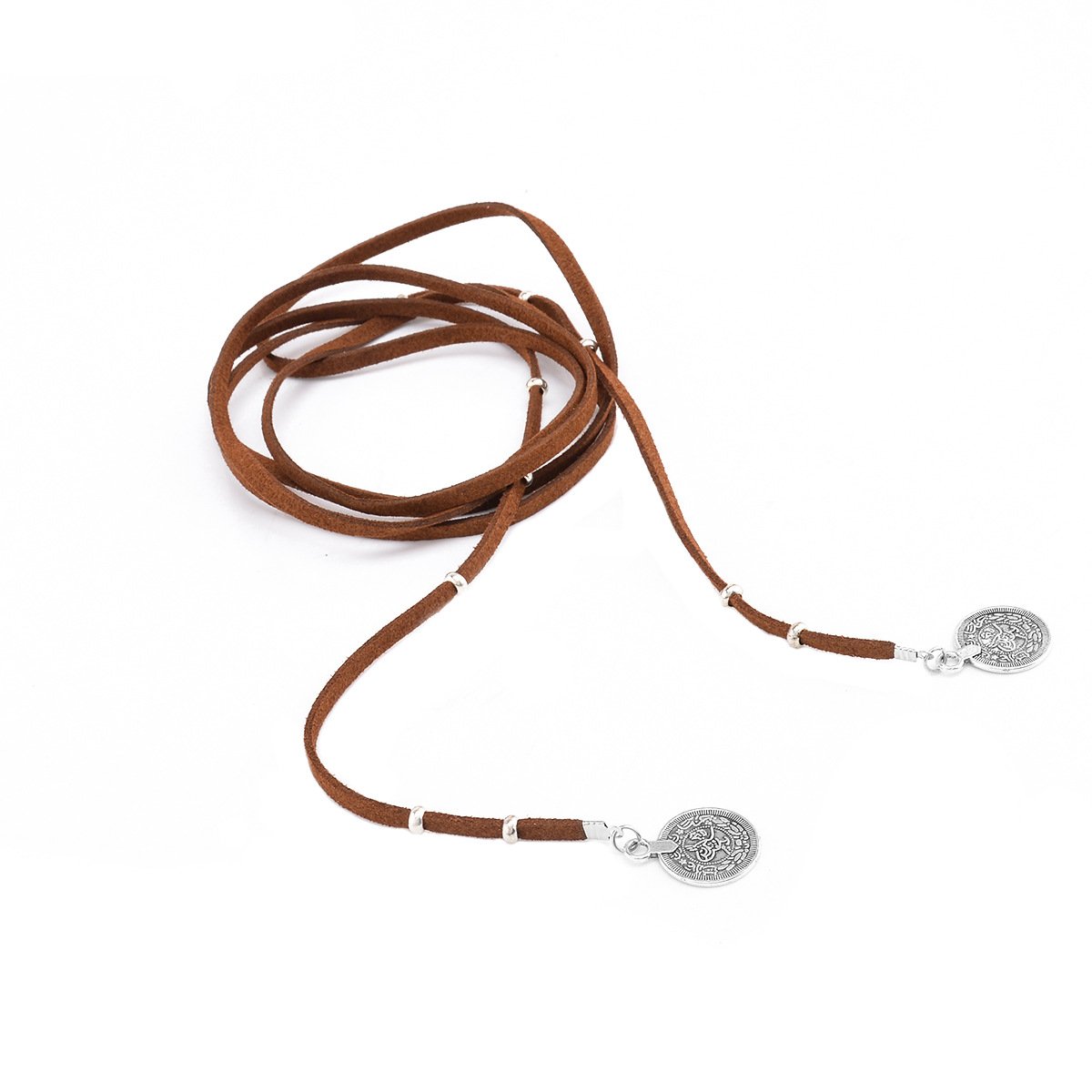 Kercisbeauty Boho Brown Wrap Velvet Choker Long Chain Tassels Necklace for Women (Brown)