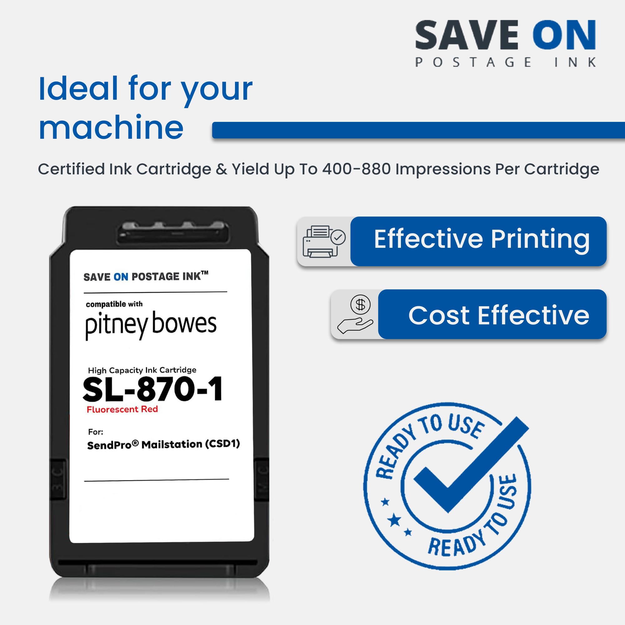 Save On Postage Ink Compatible SL-870-1 Red Ink Cartridge for New SendPro Mailstation (CSD1) Compatible (2)