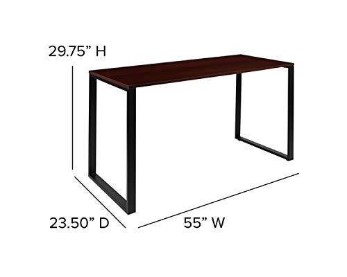 Flash Furniture Modern Commercial Grade Desk Industrial Style Computer Desk Sturdy Home Office Desk - 55" Length (Mahogany)