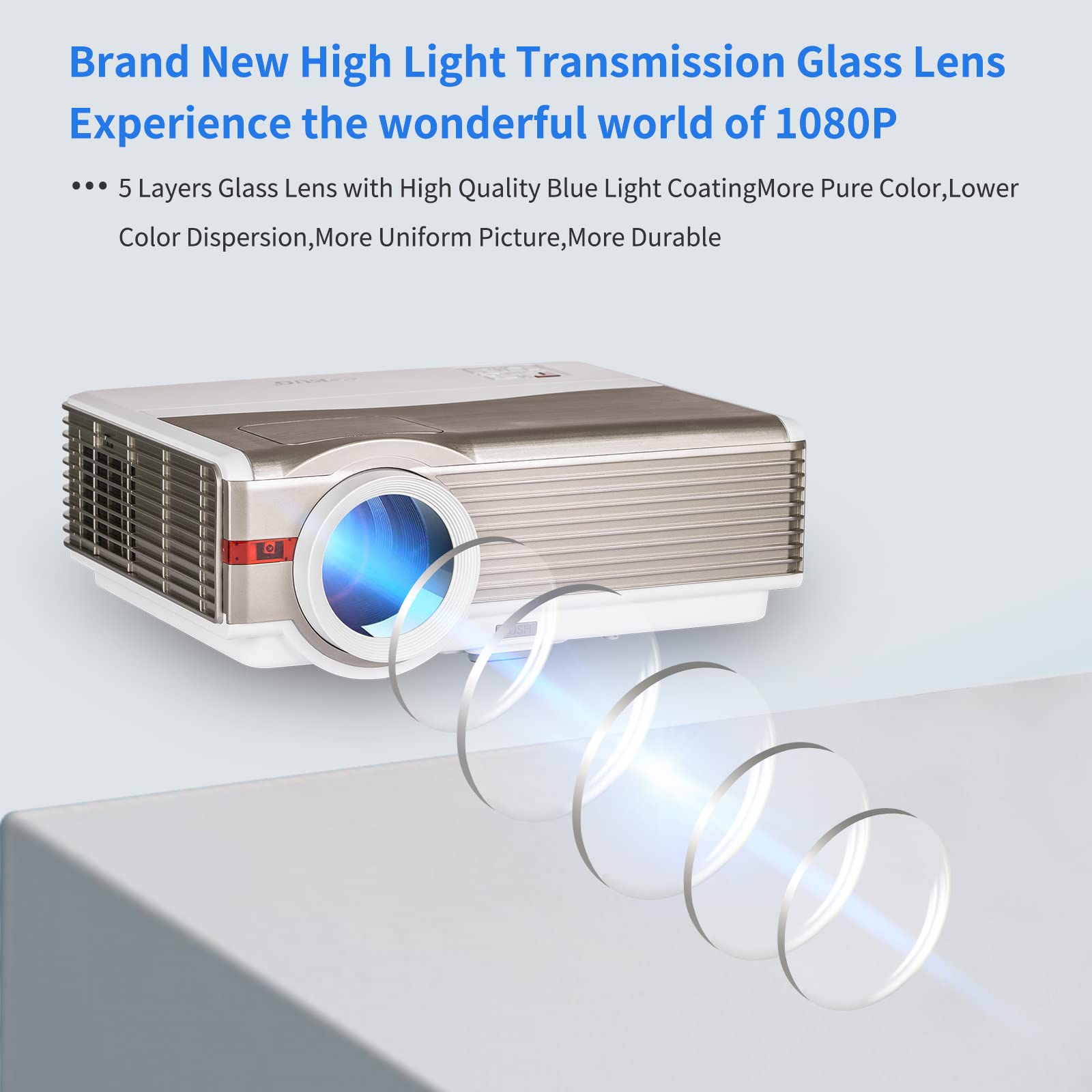 Mini Portable Projector 5200mAh Battery, Pocket Outdoor 3D Movie WiFi Projector Wireless HD Cinema Airplay Mirroring for Smart iOS Android Phone/Laptop, Small DLP Projector for DVD TV Stick HDMI USB
