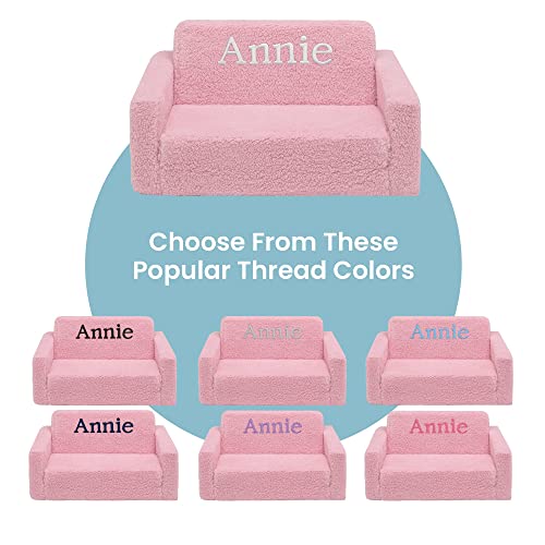 Delta Children Cozee Flip-Out Sherpa 2-in-1 Convertible Sofa to Lounger for Kids β Customize with Name, Pink