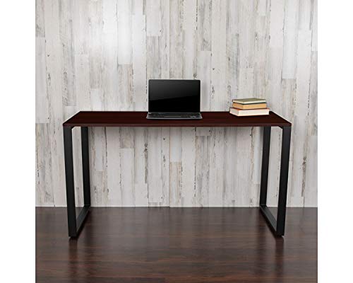 Flash Furniture Modern Commercial Grade Desk Industrial Style Computer Desk Sturdy Home Office Desk - 55" Length (Mahogany)