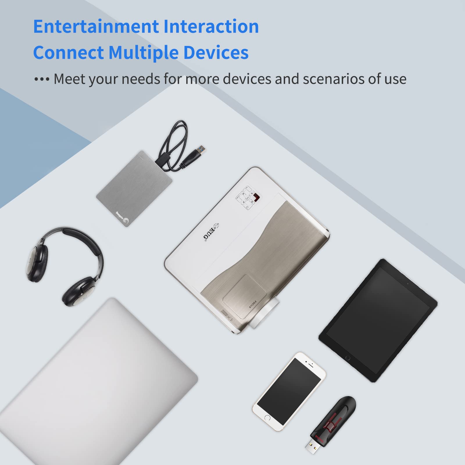 Mini Portable Projector 5200mAh Battery, Pocket Outdoor 3D Movie WiFi Projector Wireless HD Cinema Airplay Mirroring for Smart iOS Android Phone/Laptop, Small DLP Projector for DVD TV Stick HDMI USB