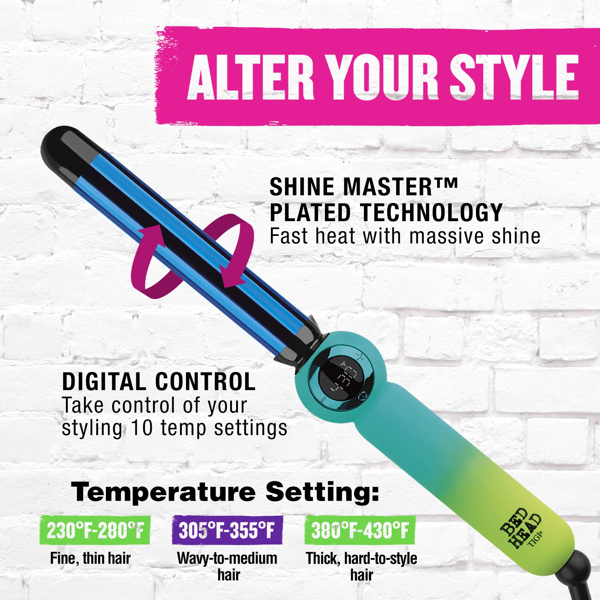 Bed Head Twirl Junkie Digital Curling Wand | Tight Curls and Waves, (1 in)