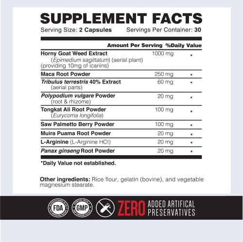 Osyris Nutrition Lab Bull Blood Testosterone Booster for Men - Men’s Best High Potency Endurance - Strength & Test Booster - 60 Ct