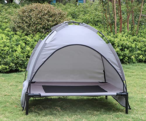 VANFOND Elevated Dog Bed with Canopy , Raised Mesh Canopy Pet Cot for Small/Medium Dogs Outdoor Camping or Beach