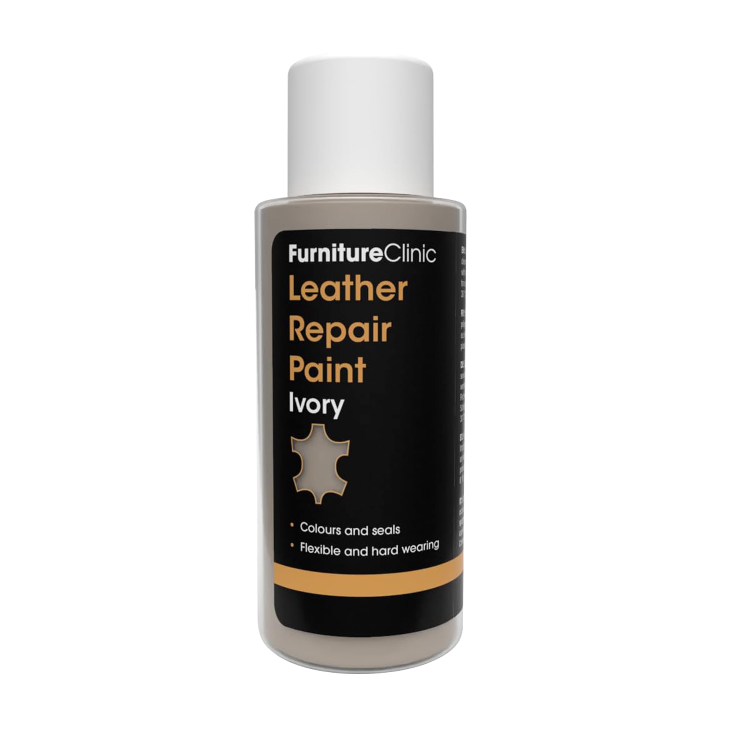 Furniture Clinic Leather Repair Paint | 2-in-1 Seal and Color | Use on Scratches, Tears, and Holes in Car Seats, Furniture | Quick and Easy Leather Repair Kit for Furniture (Ivory, 50ml / 1.7oz)