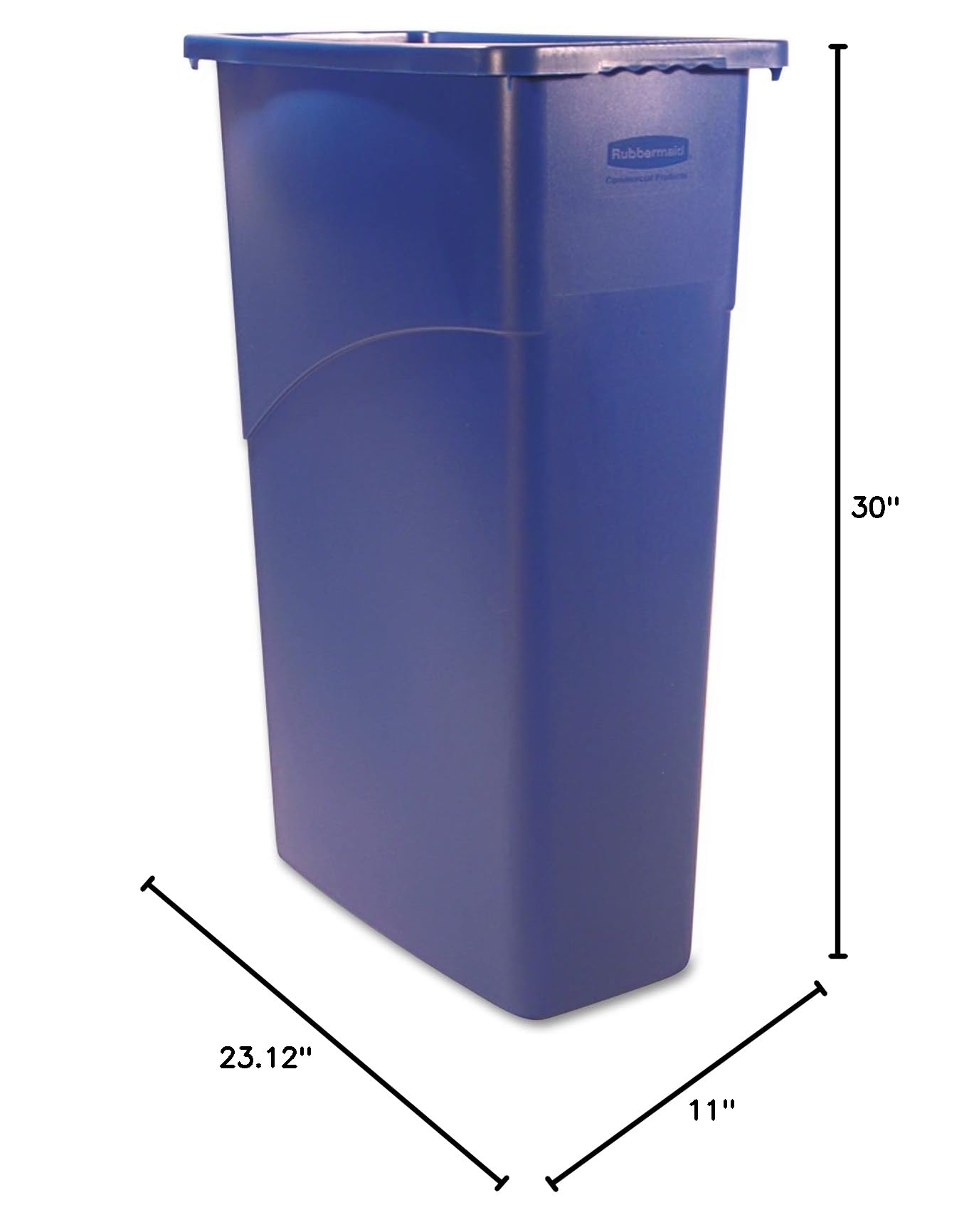 Rubbermaid(R) Slim Jim(R)"We Recycle" Container, 23 Gallons, 30in.H x 20in.W x 11in.D, Blue