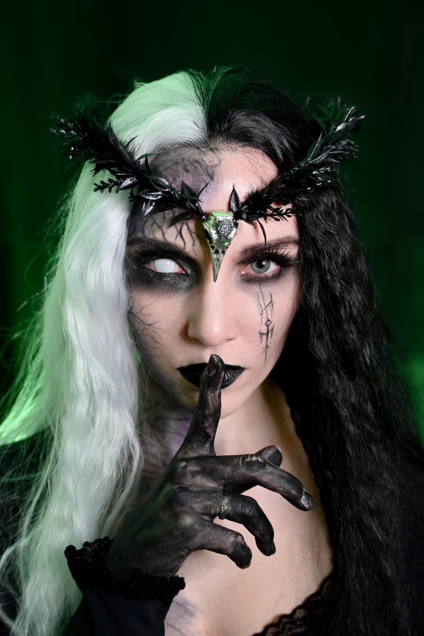 MOSTORY Gothic Black Feather Crown - Witch Headpiece Elf Raven Headband Fairy Circle for Witch Outfit Renfaire Halloween Cosplay Dark Wedding Renaissance Costume Women
