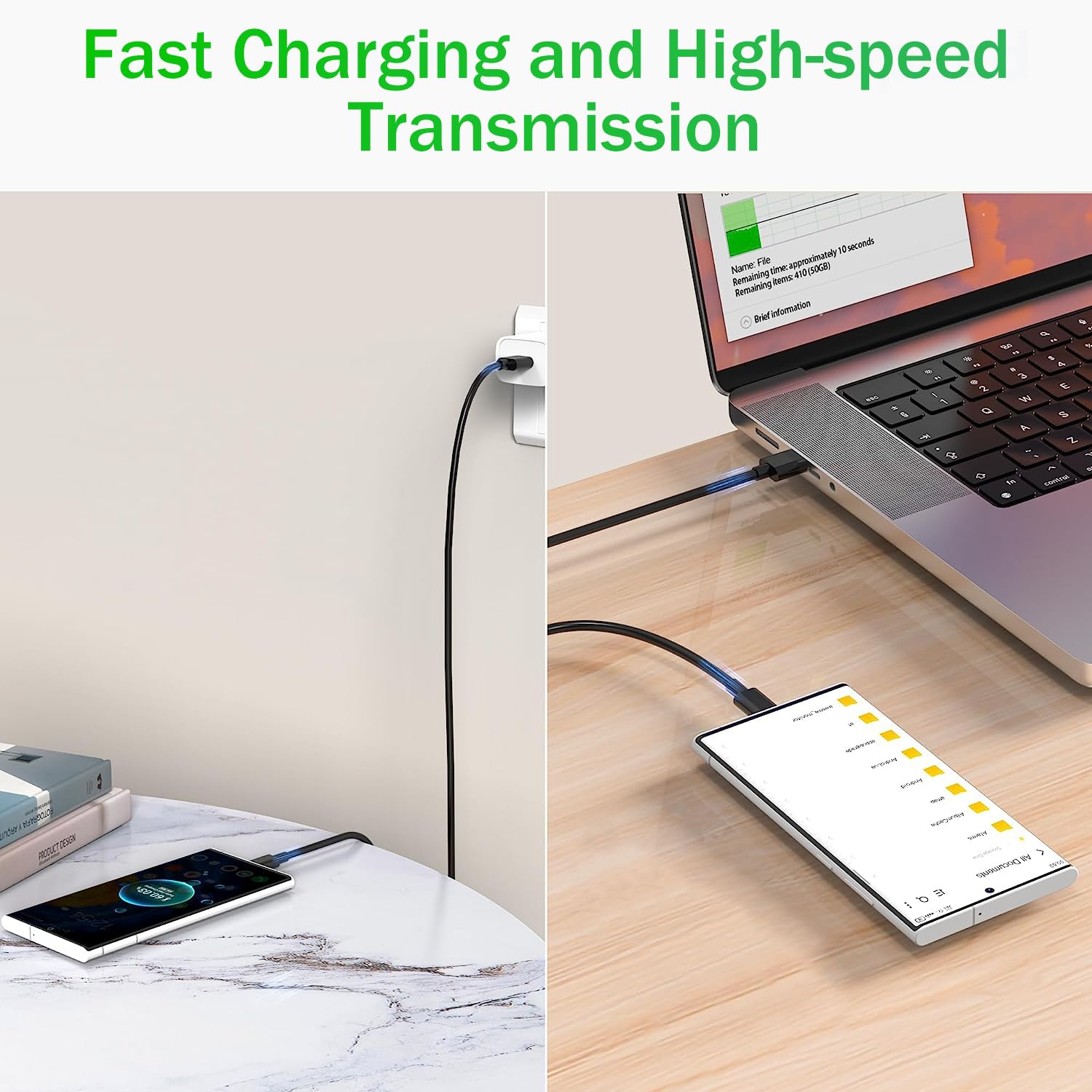 2 Pack USB-C Cable, Boost Charge USB-C to USB-C Cable, USB Type-C Cable, Compatible with Samsung Galaxy S23, S23+, Note20, Pixel 6, Pixel 7, iPad Pro, Nintendo Switch and More (Black)