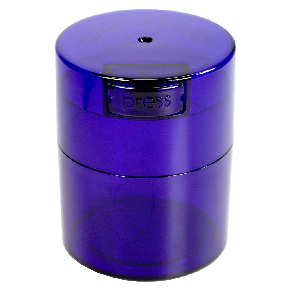 Tightvac - 1/2 oz to 3 ounce Airtight Multi-Use Vacuum Seal Portable Storage Container for Dry Goods, Food, and Herbs - Blue Tint